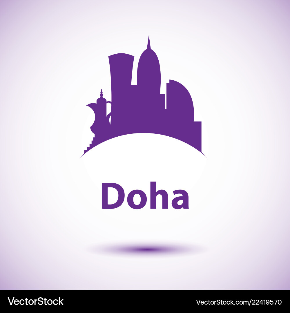 Doha corniche - symbol qatar city Royalty Free Vector Image