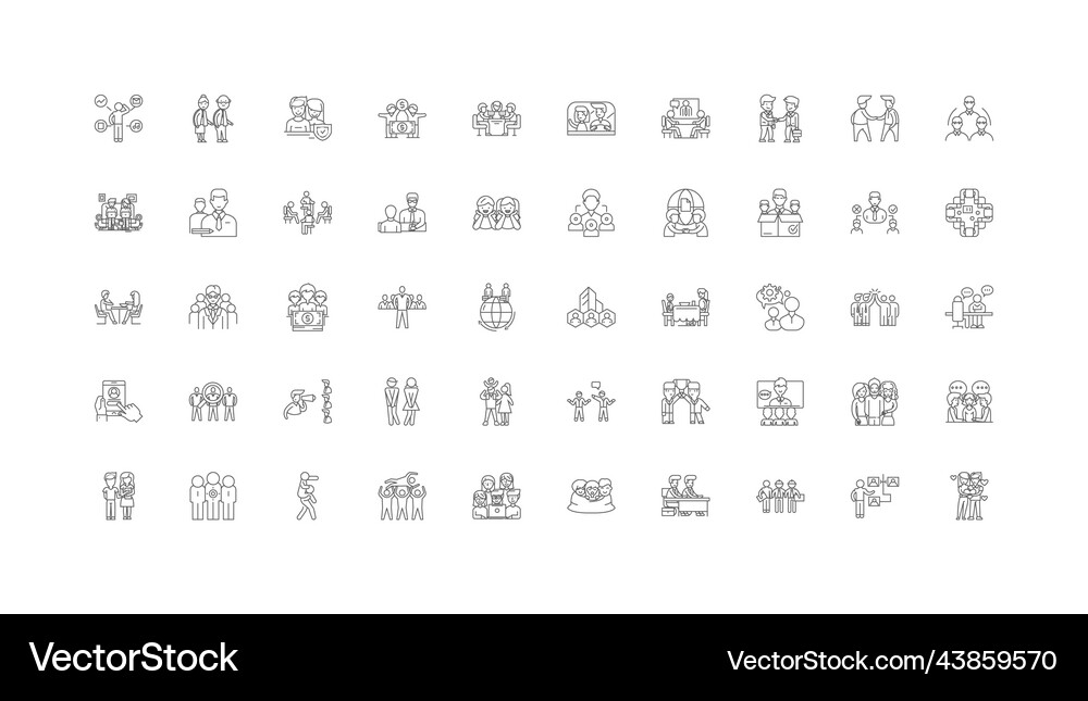 Engagement ideas linear icons line signs set Vector Image
