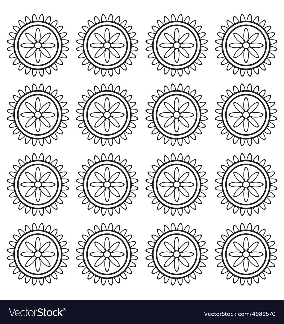 Flower wheel block pattern Royalty Free Vector Image