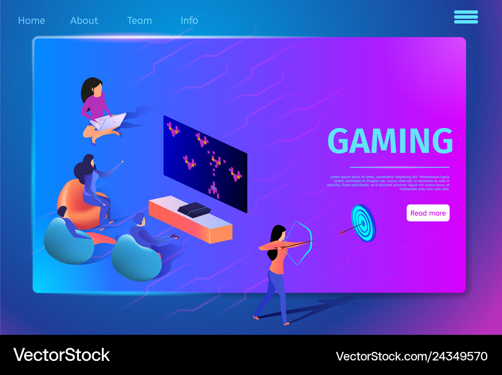 Gaming virtual reality people play video game Vector Image