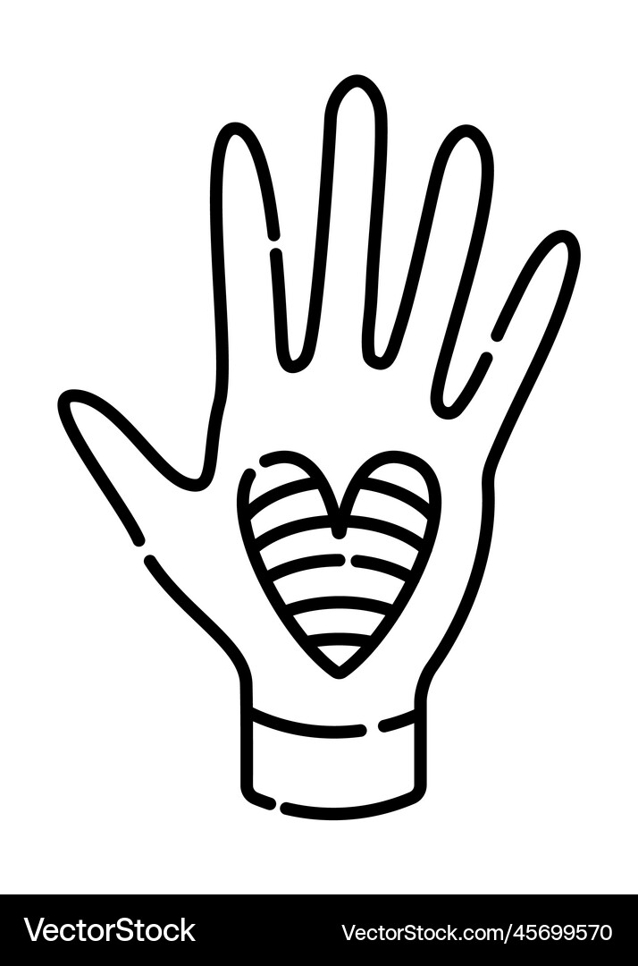 Hand with rainbow heart line icon Royalty Free Vector Image