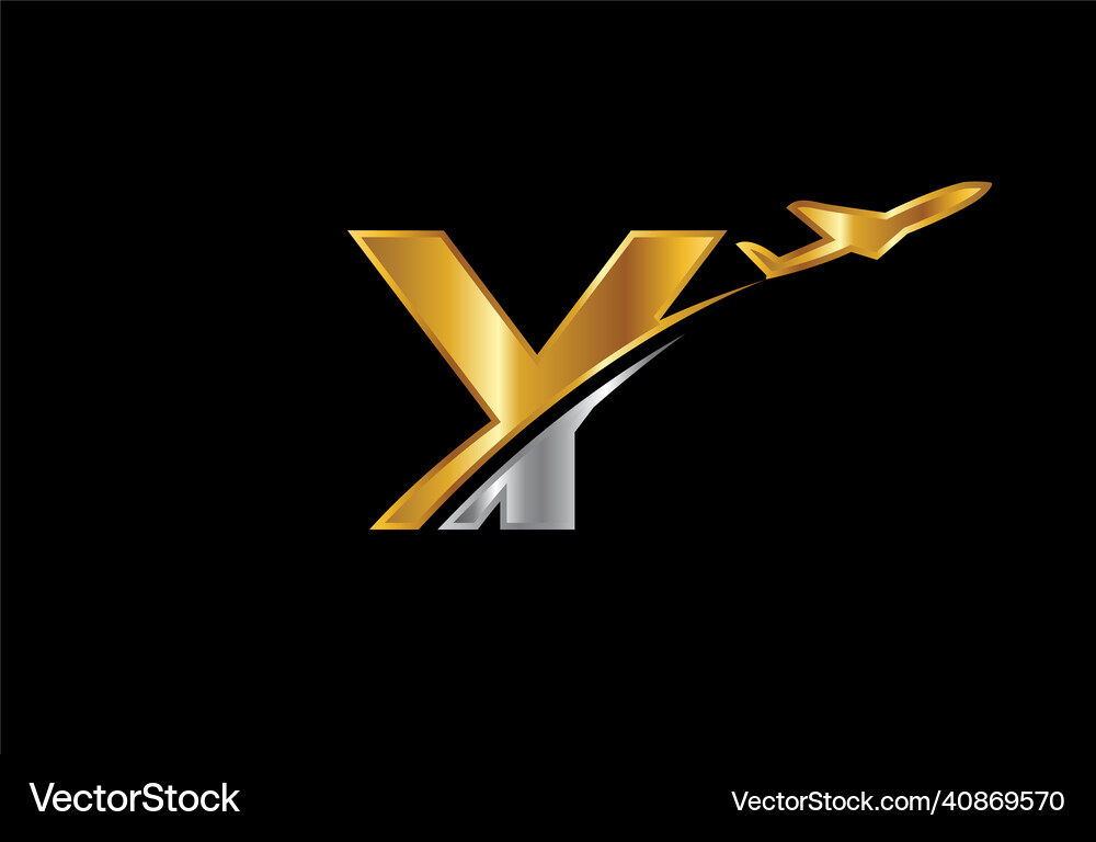 Initial letter y with airplane logo design Vector Image