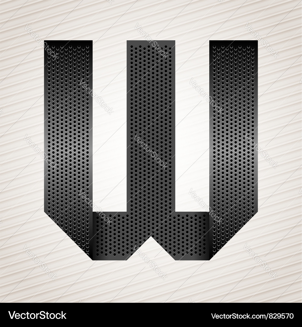 Letter metal ribbon - w Royalty Free Vector Image