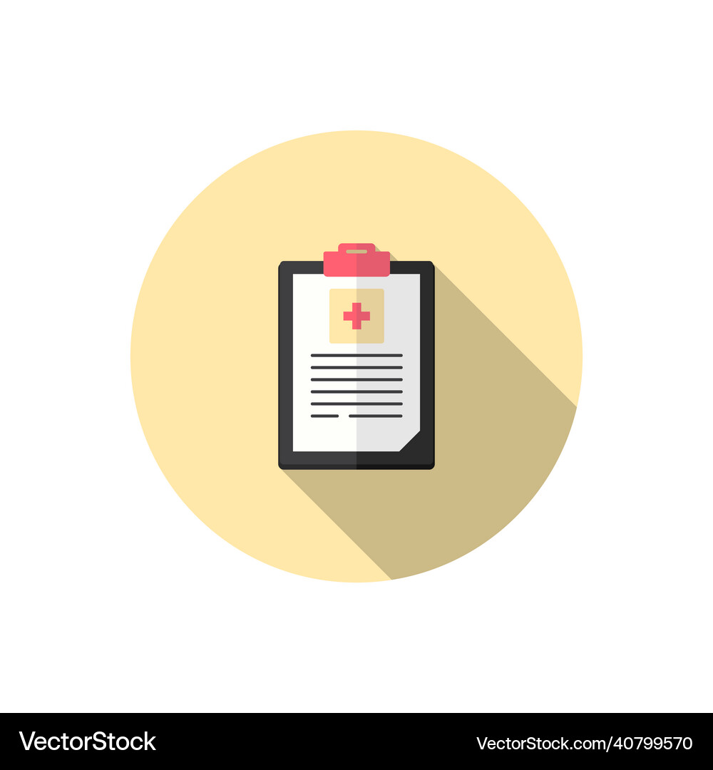 Medical clipboard icon flat design long shadow Vector Image