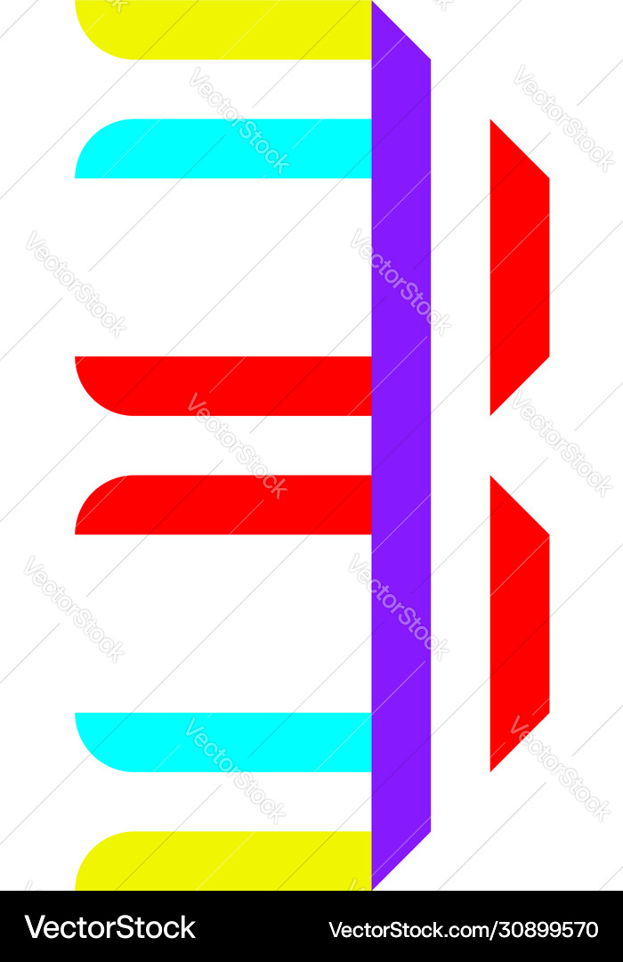 Number folded from two colorful tapes Royalty Free Vector