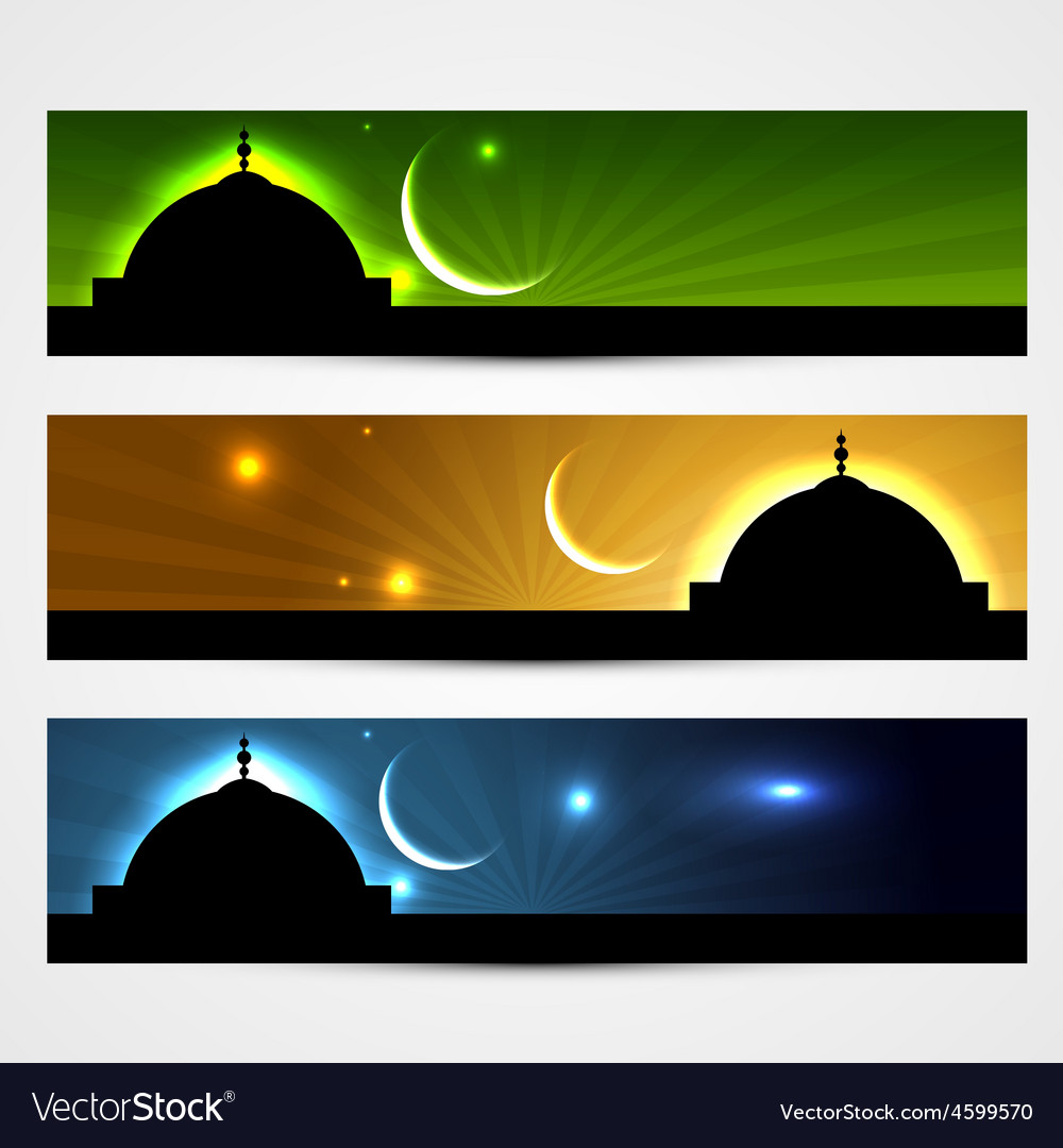 Ramadan and eid headers Royalty Free Vector Image