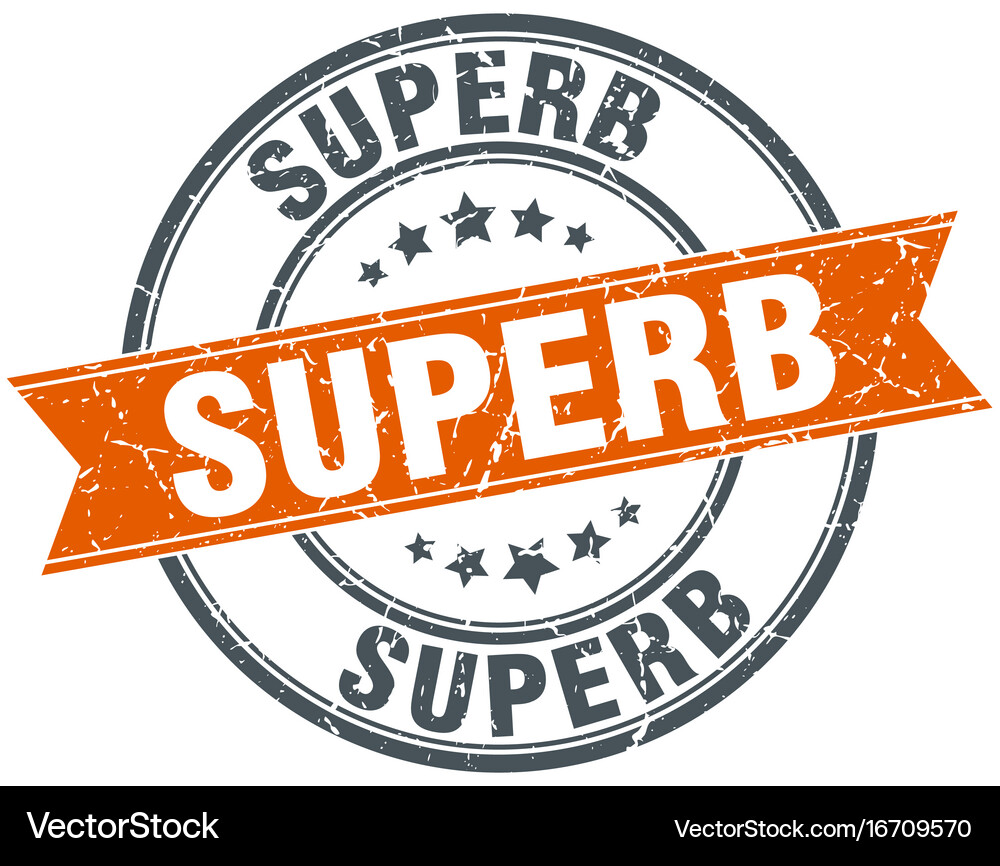 Superb round grunge ribbon stamp Royalty Free Vector Image