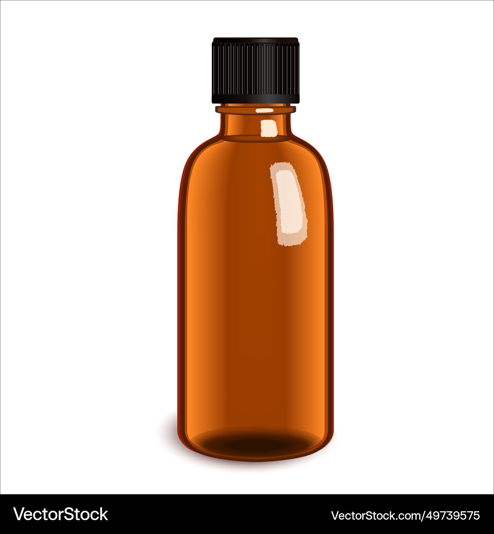 Amber glass bottle mockup with a plastic cap Vector Image