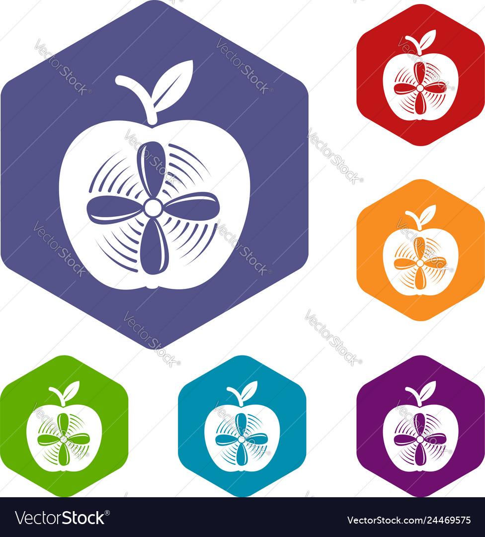 Apple icons hexahedron Royalty Free Vector Image