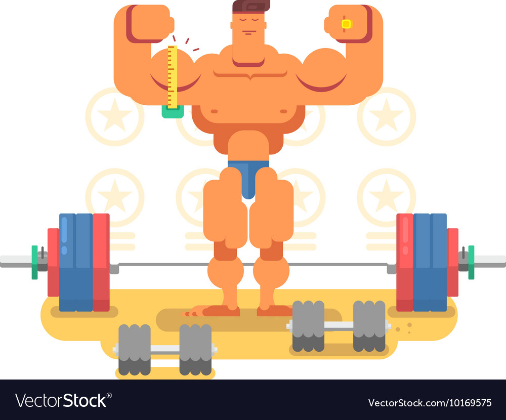 Bodybuilder character flat Royalty Free Vector Image