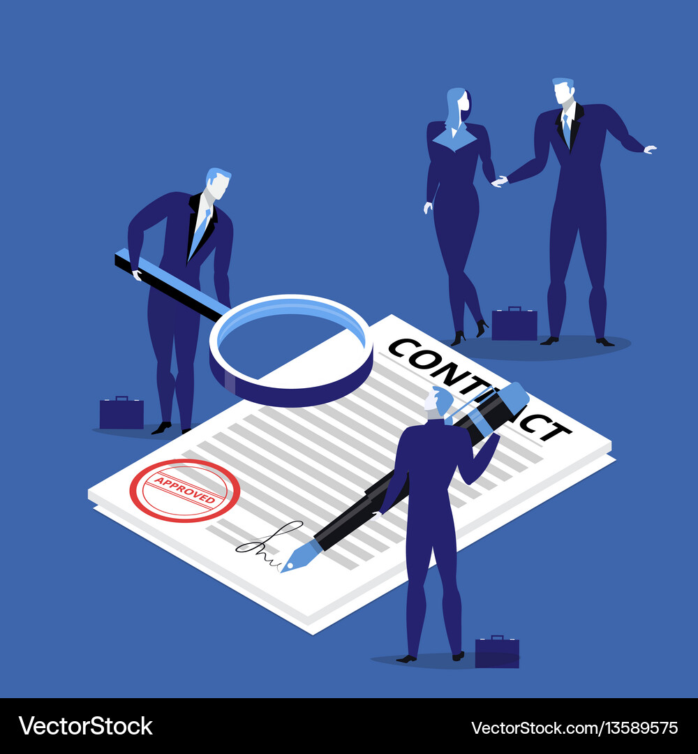 Business people signing Royalty Free Vector Image