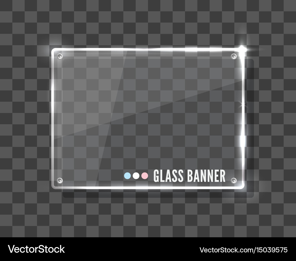 Clear glass banner over transparent Royalty Free Vector