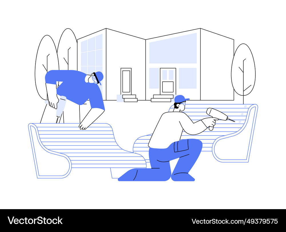 Commercial courtyard landscaping abstract concept Vector Image