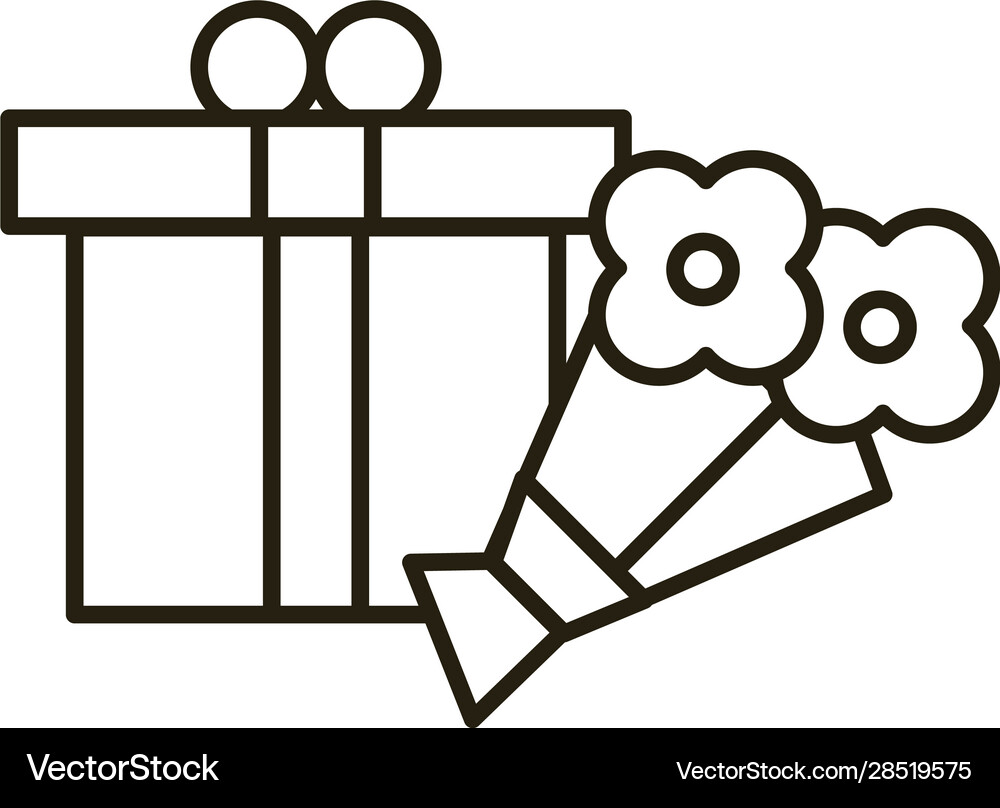 Gift box present with flowers Royalty Free Vector Image