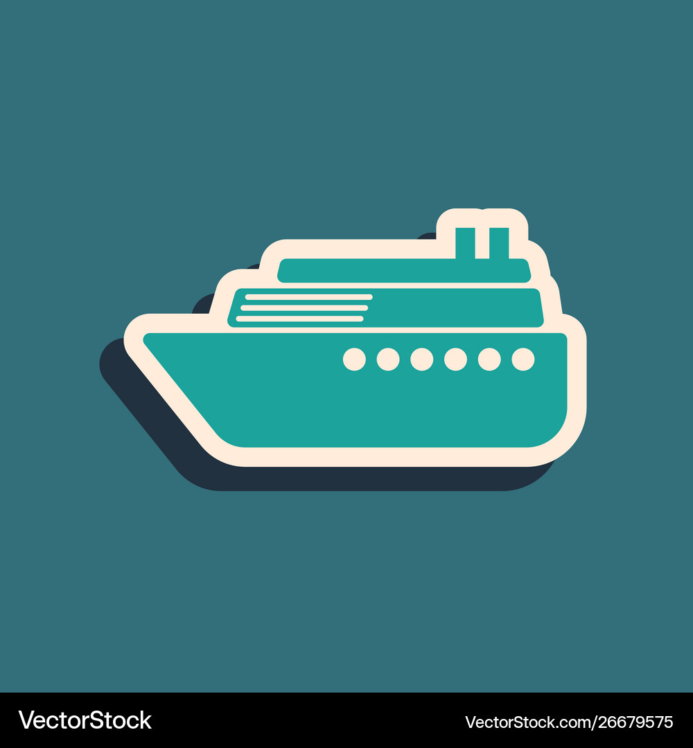 Green ship icon isolated on blue background long Vector Image