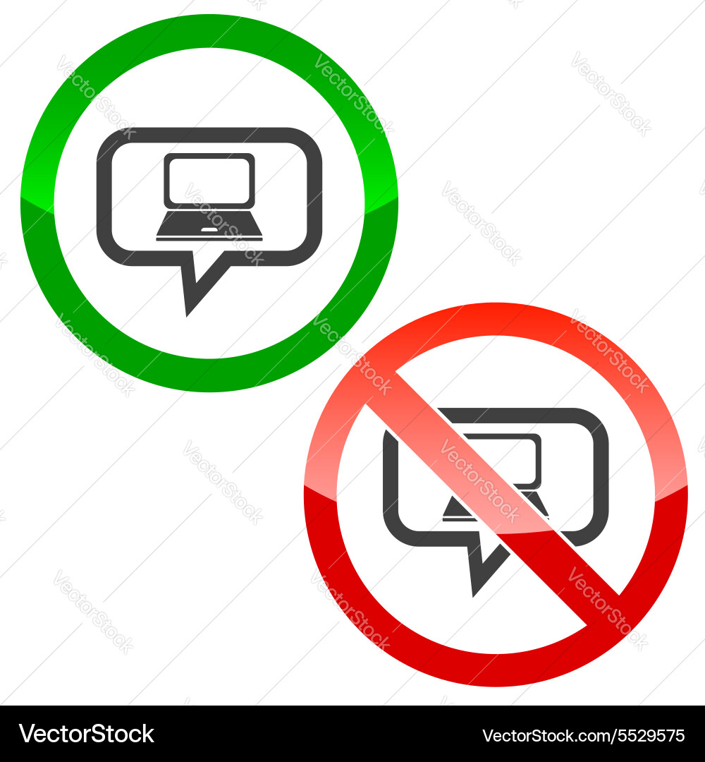 Laptop message permission signs Royalty Free Vector Image