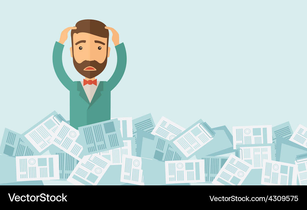 Man have a lot of work Royalty Free Vector Image