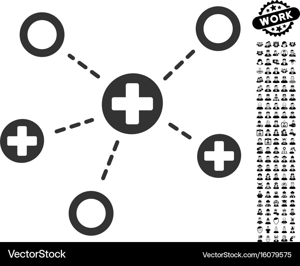 Medical links icon with work bonus Royalty Free Vector Image