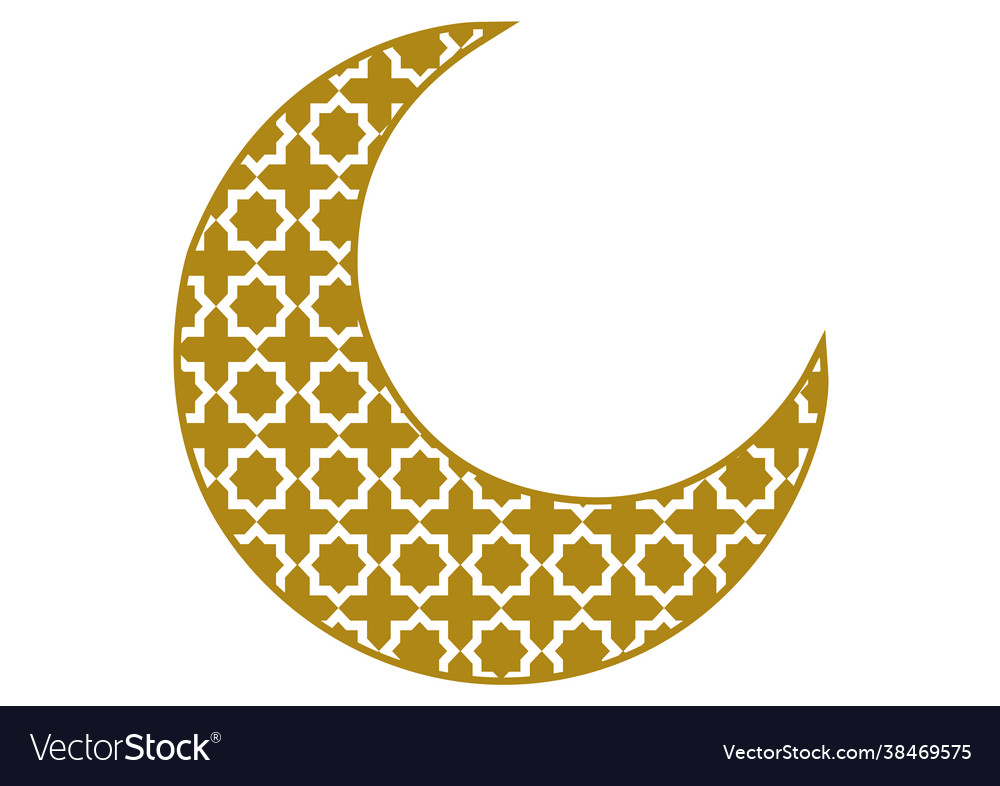 Moon with gold arabic pattern Royalty Free Vector Image