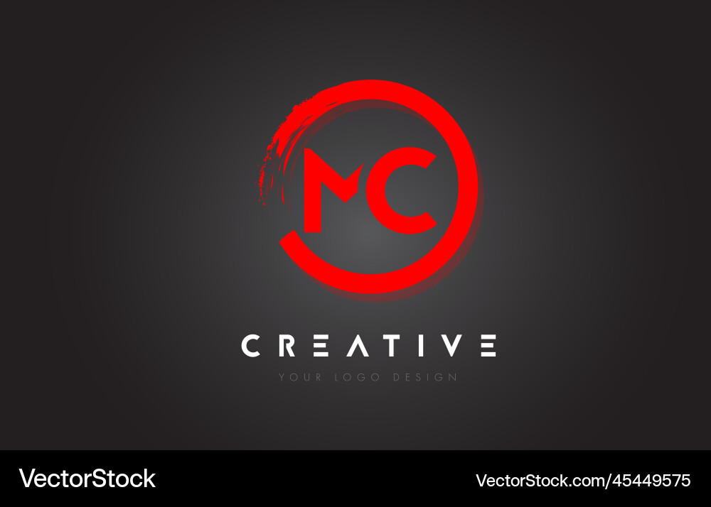 Red mc circular letter logo with circle brush Vector Image