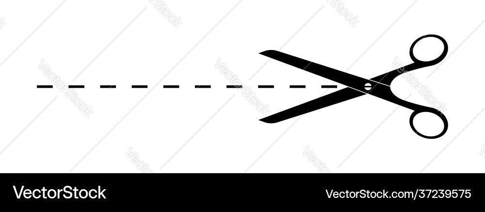 Scissor icon with line cut mark scissors Vector Image