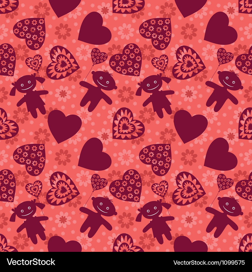 Seamless background children and hearts Royalty Free Vector