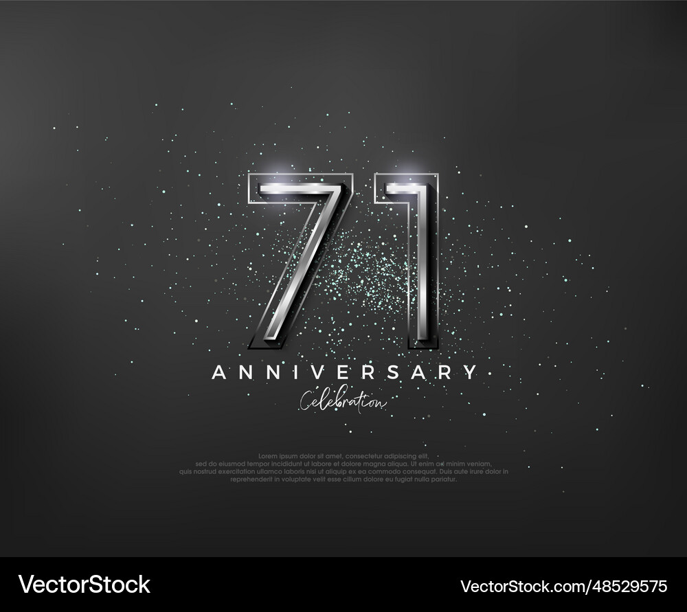Silver metallic number design premium number 71st Vector Image