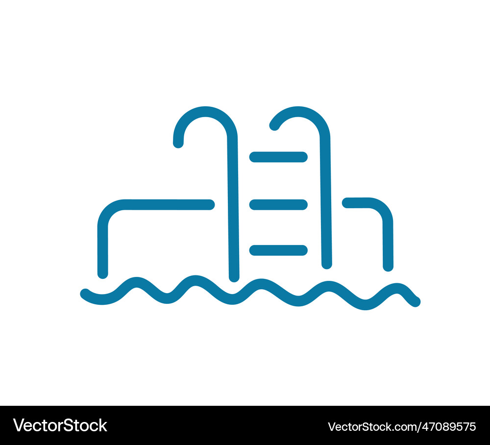 Swimming pool stairs editable outline stroke Vector Image