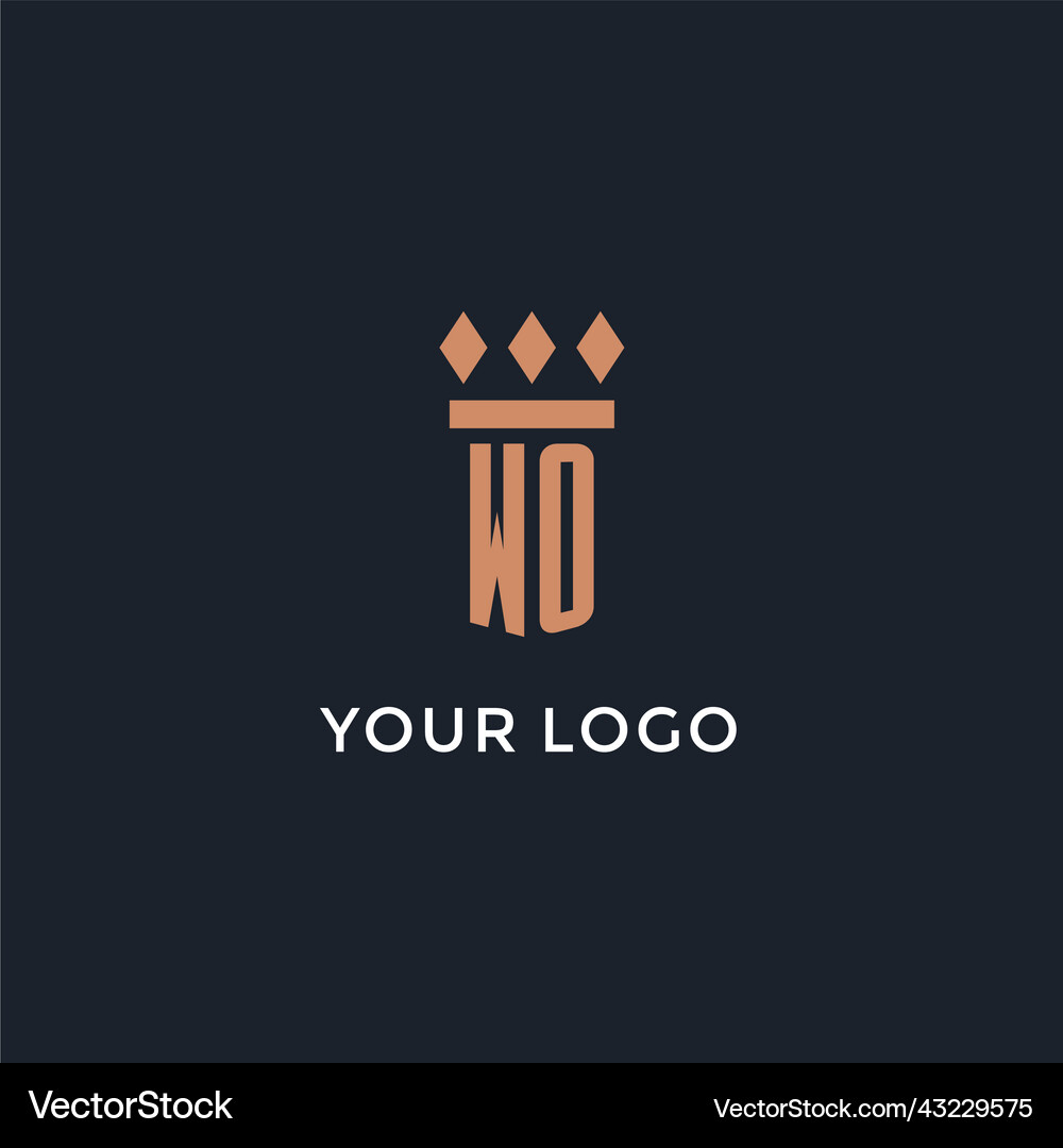 Wo logo initial with pillar icon design luxury Vector Image