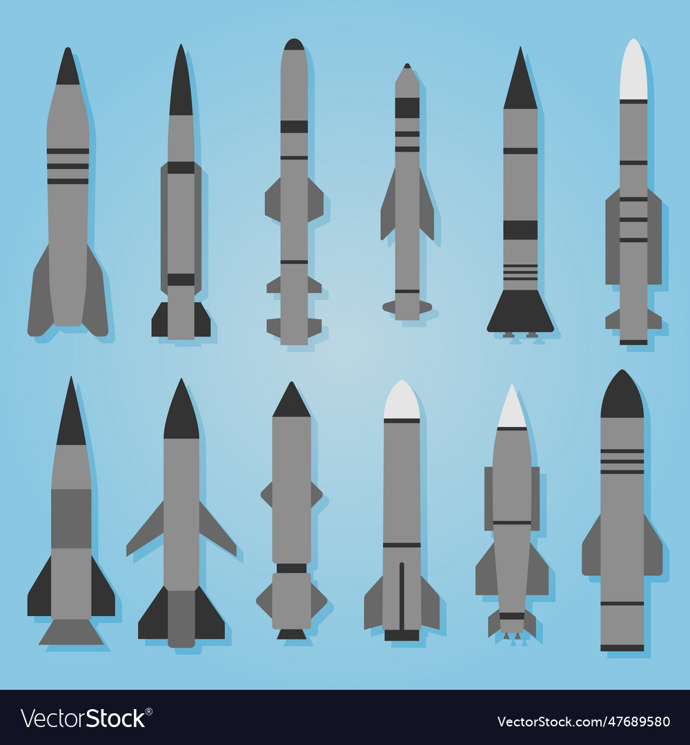 Cartoon colorful space missile set rocket shell Vector Image