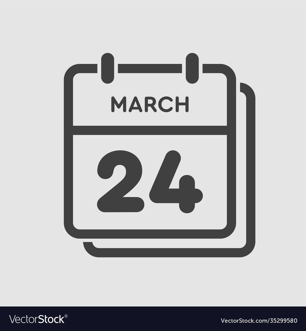 Icon day date 24 march template calendar page Vector Image
