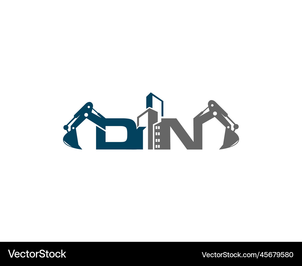 Letter dn building with excavator logo design conc