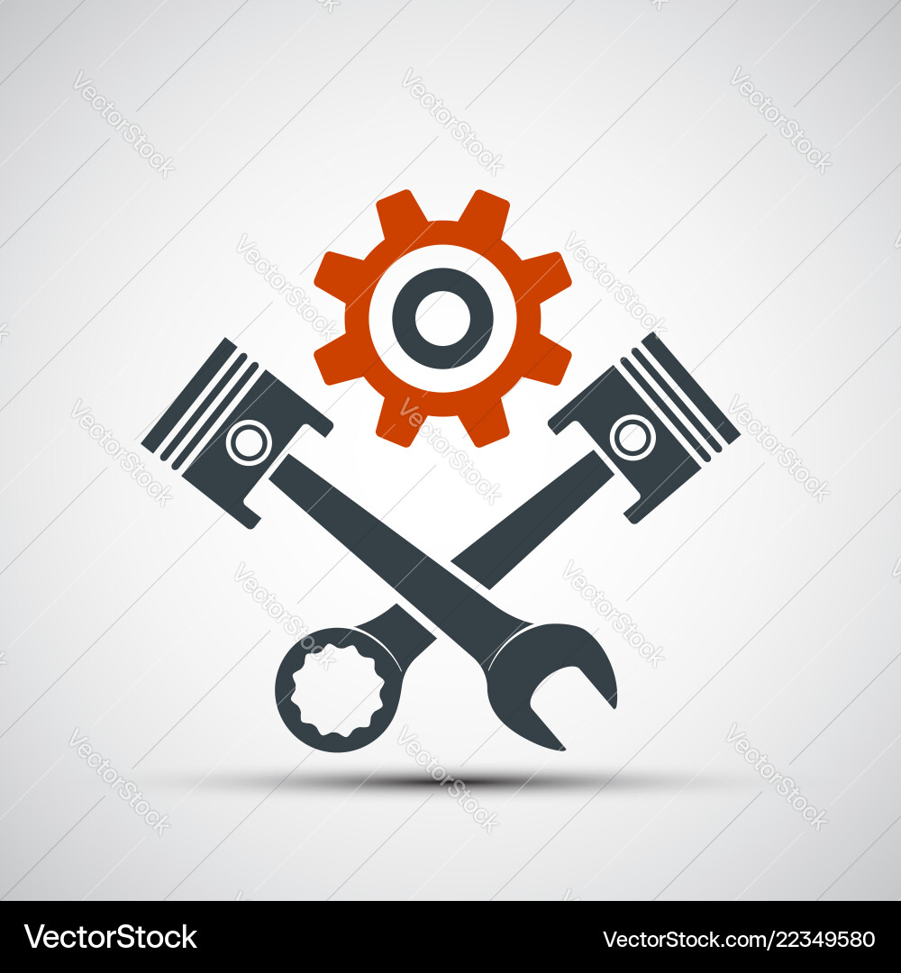 Logo engine with plungers and a wrench Royalty Free Vector