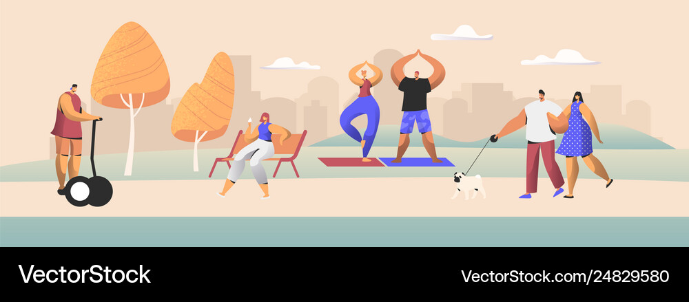 People city dwellers outdoors activity Royalty Free Vector