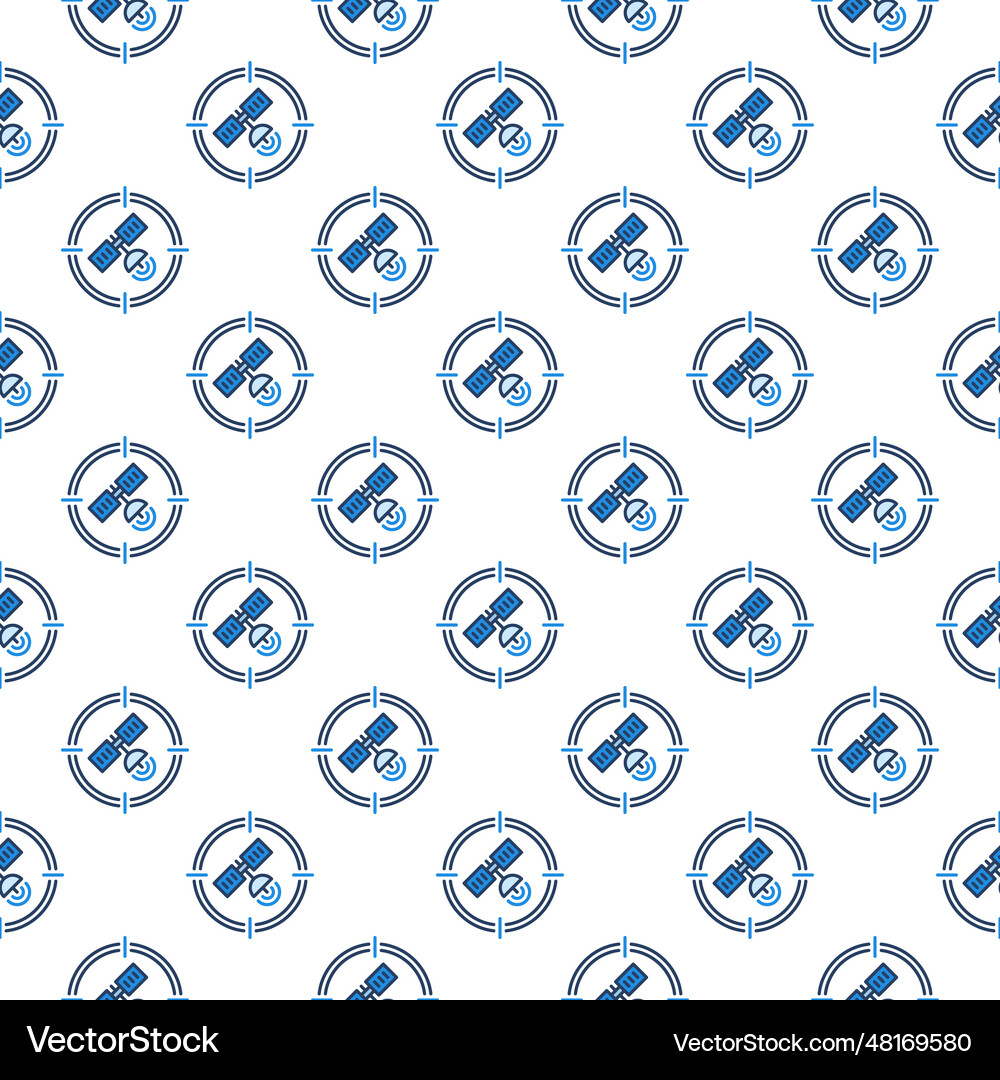 Satellite in crosshair aim blue seamless pattern Vector Image