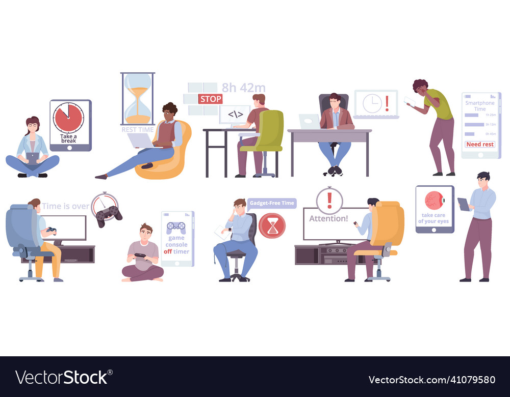 Screen time set Royalty Free Vector Image - VectorStock