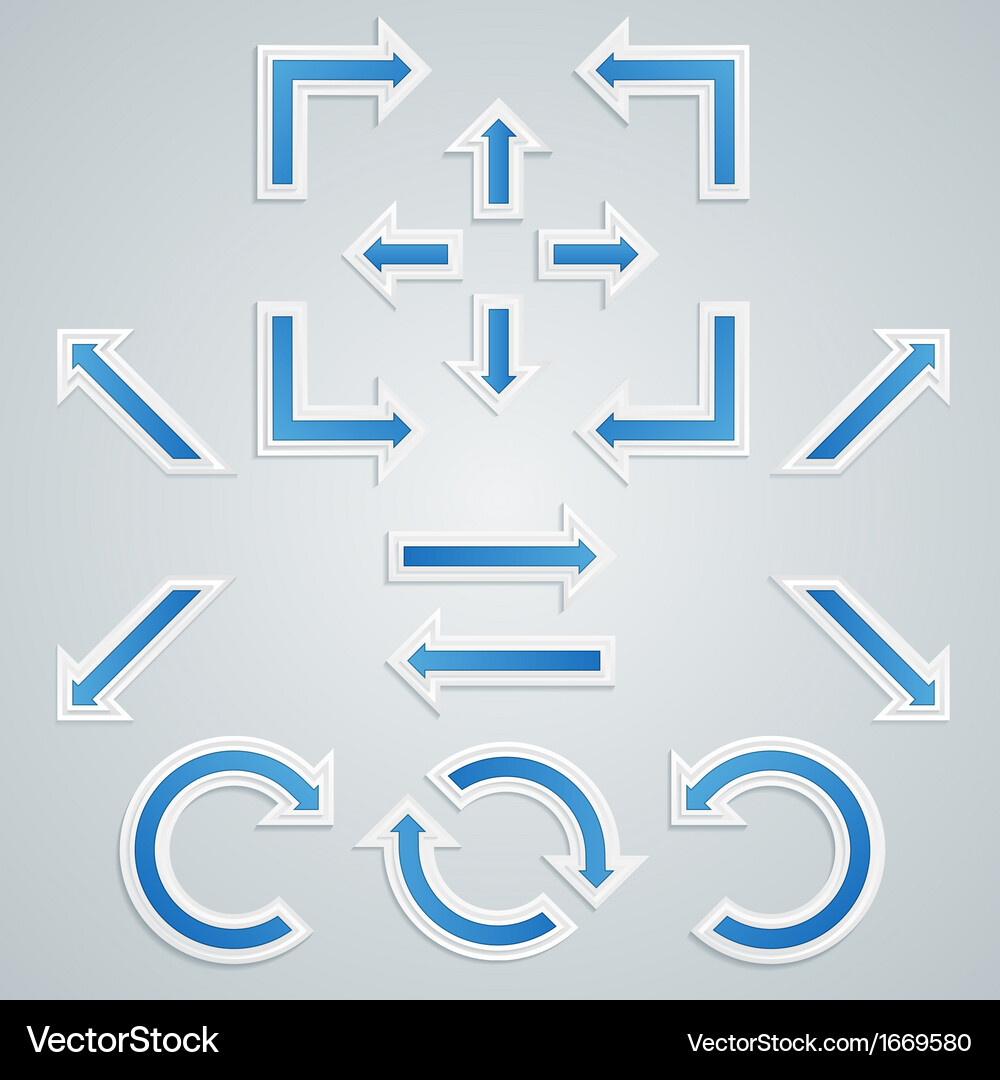 Set of Blue Sharp Arrows For Infographics Vector Image