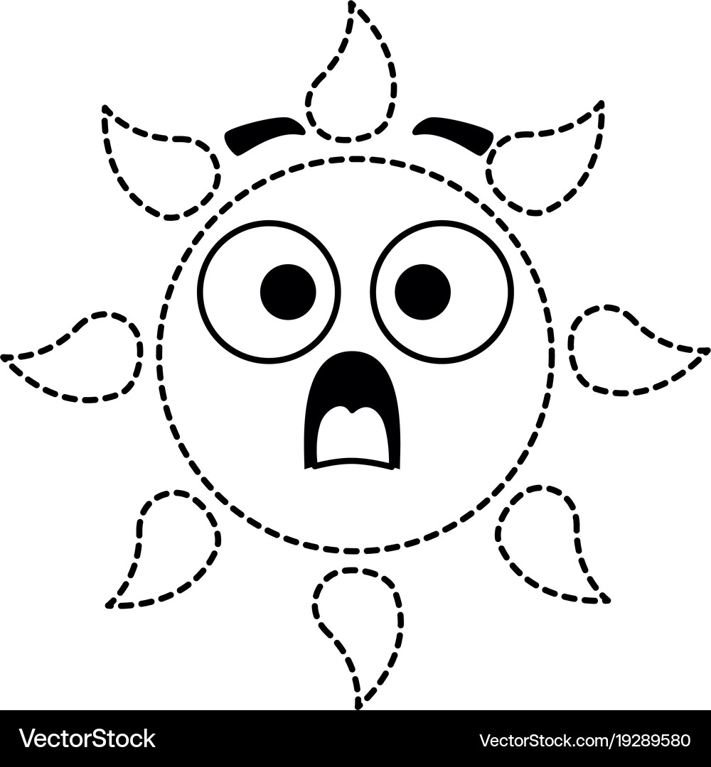 Summer sun terrified kawaii character Royalty Free Vector