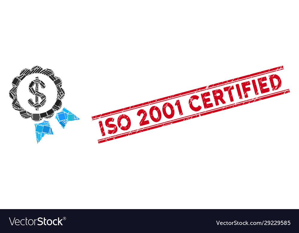 Bank award mosaic and distress iso 2001 certified Vector Image