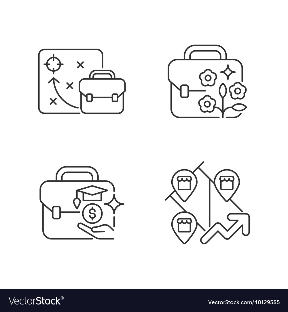 Business development linear icons set Royalty Free Vector Business development linear icons set Royalty Free Vector