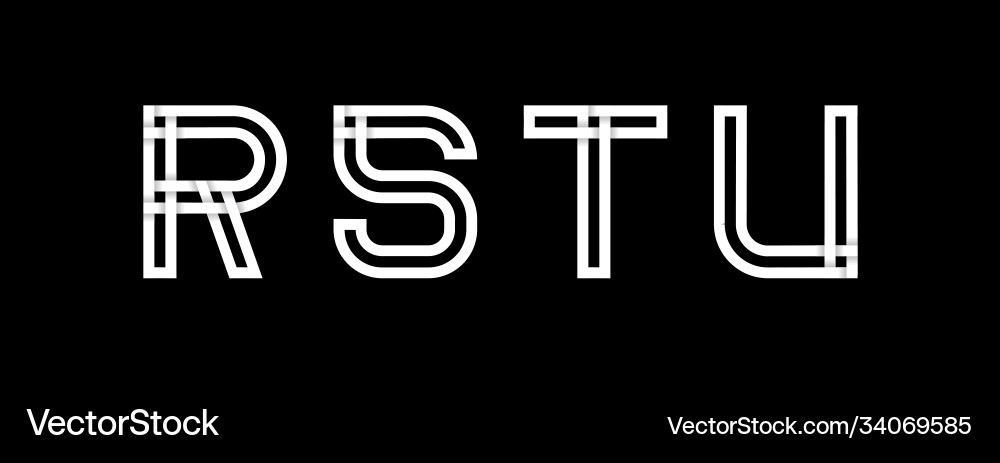 Capital letters r s t u created from Royalty Free Vector