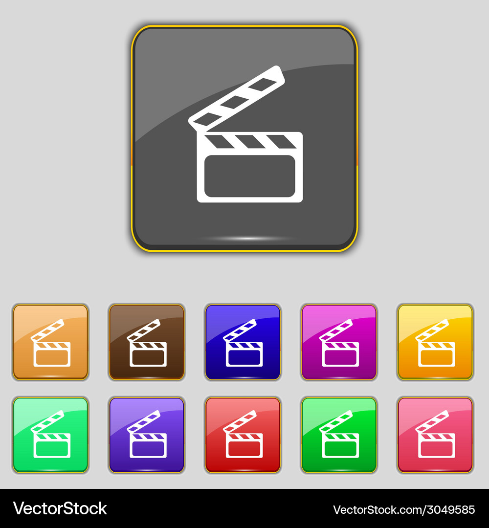 Cinema clapper sign icon video camera symbol set Vector Image