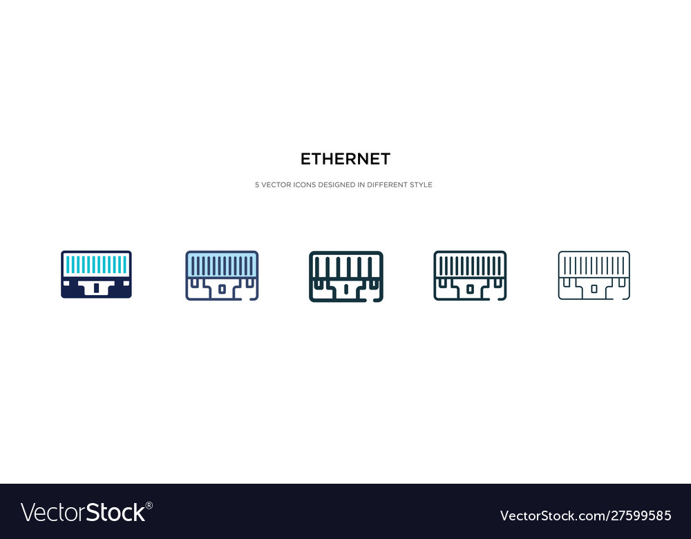 Ethernet icon in different style two colored Vector Image