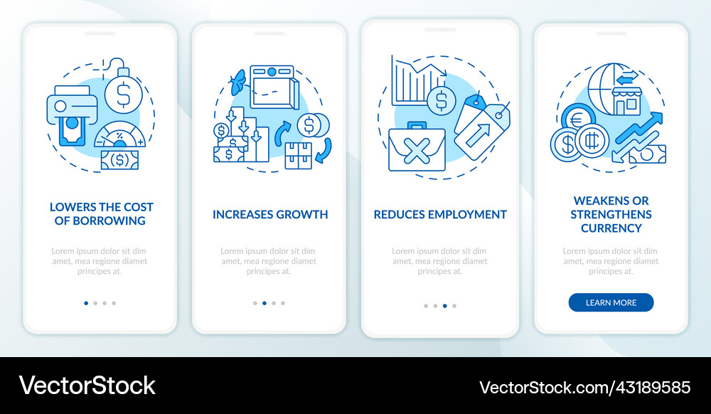 Negative effects of inflation blue onboarding Vector Image