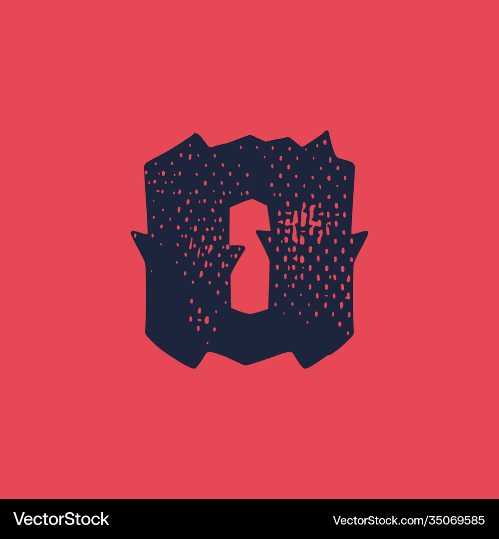 Number zero logo in horror style with grunge Vector Image