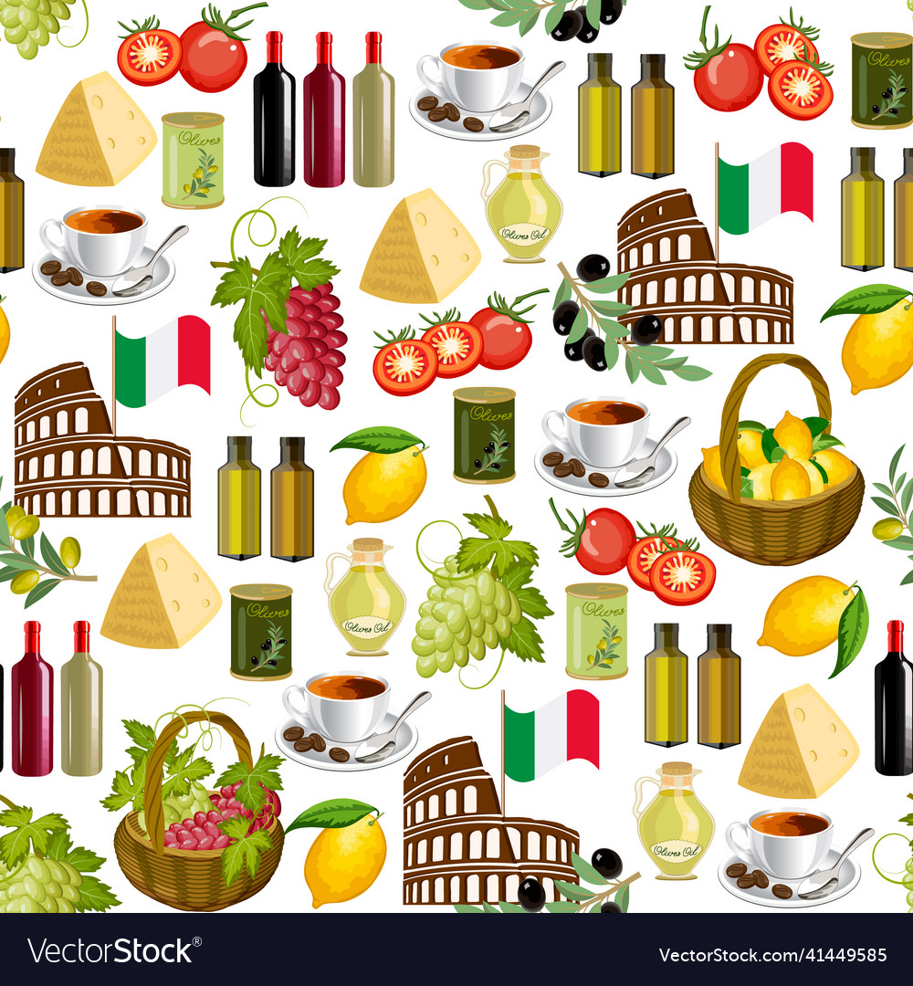 Pattern about italy Royalty Free Vector Image - VectorStock