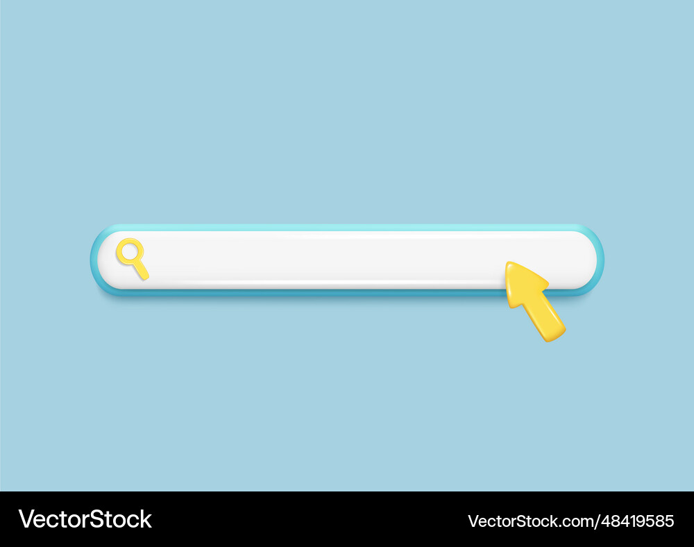 Realistic 3d blue and white search bar magnifying Vector Image