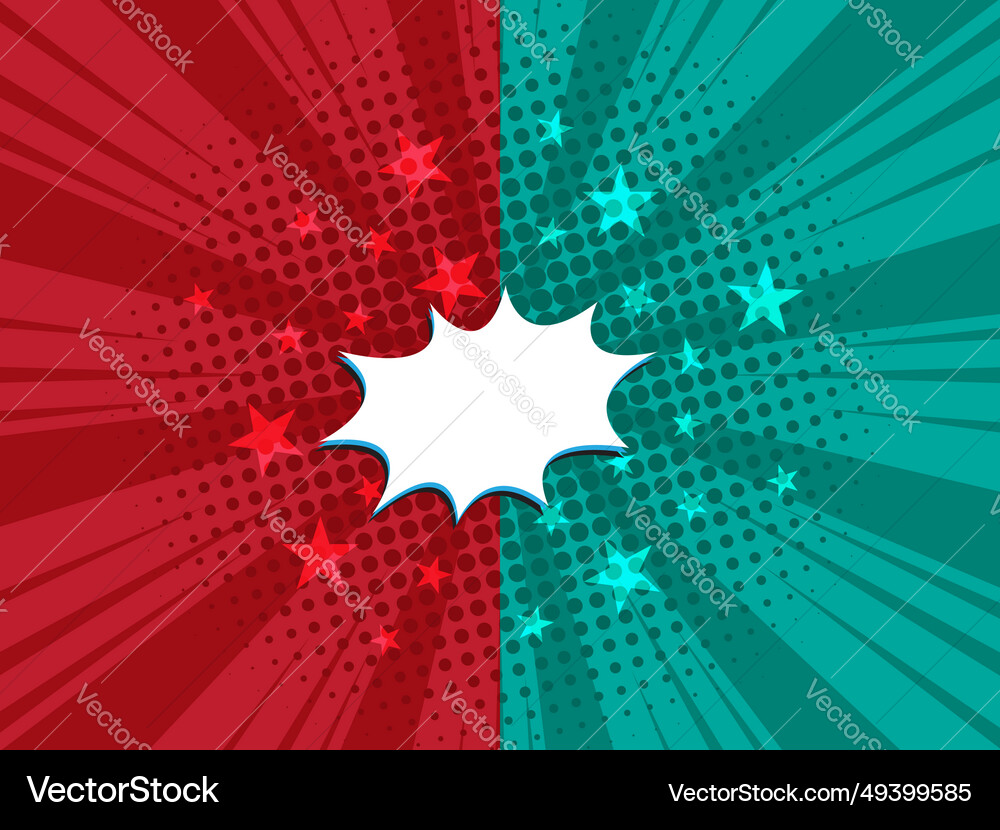 Redgreen comic book pop art cartoon background Vector Image