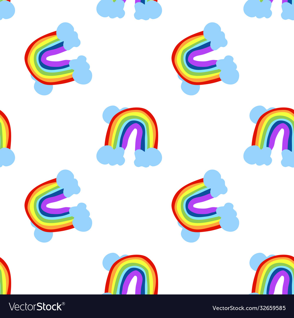 Seamless pattern with colored rainbow art Vector Image
