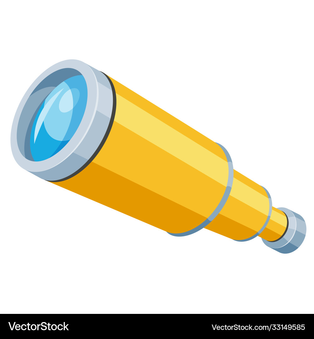 Spyglass yellow flat icon telescope field scope Vector Image